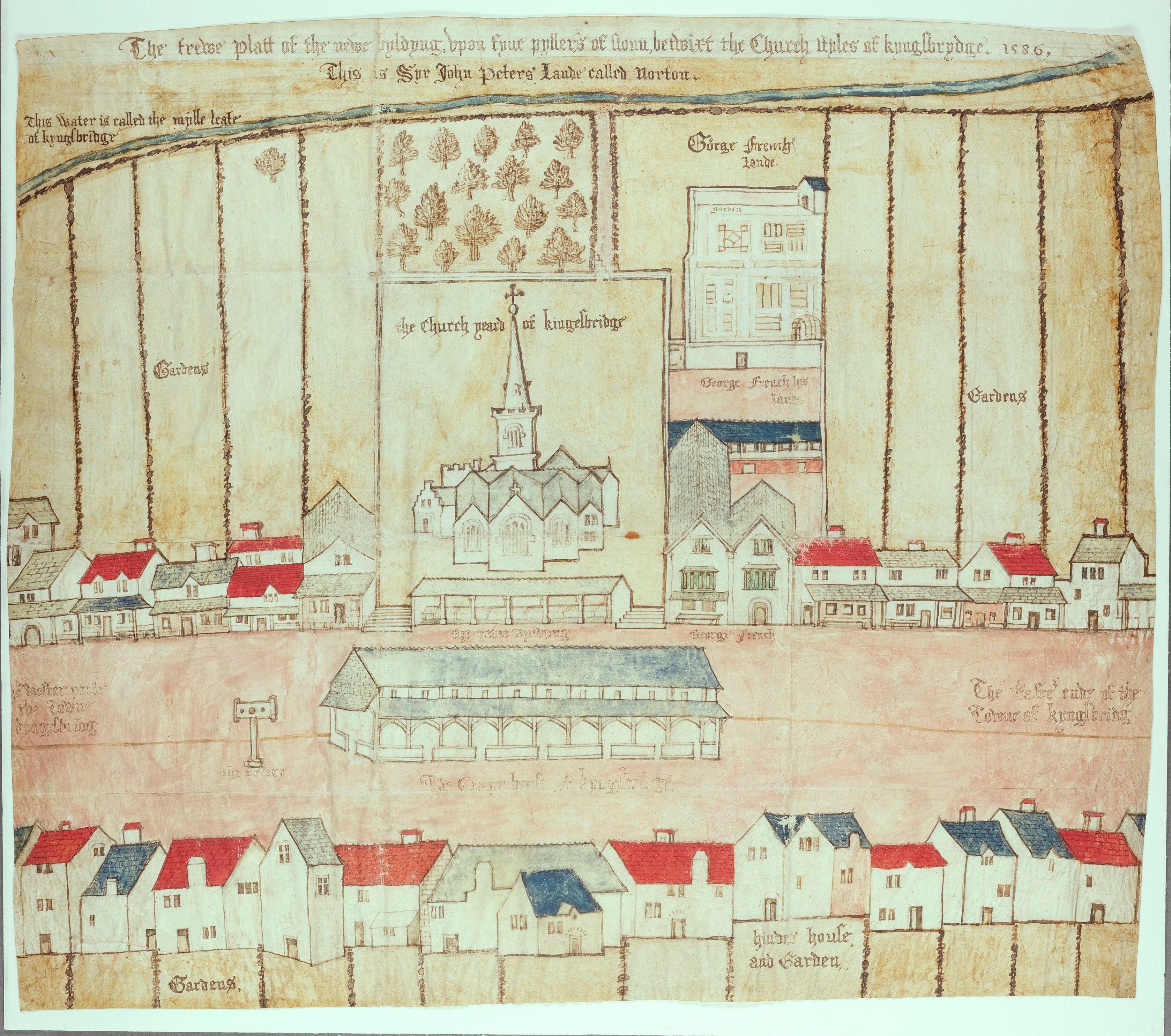 Rare 1586 Tudor map of Kingsbridge secure south west heritage trust ...